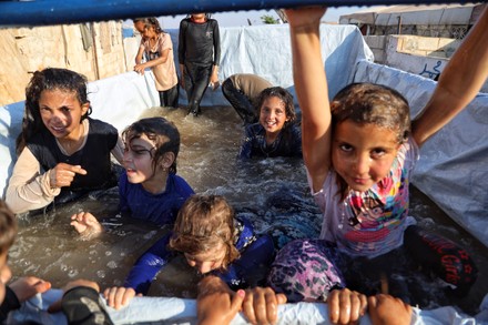 Syrian Children Play Portable Swimming Pool Editorial Stock Photo ...