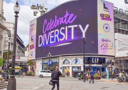 Celebrate Diversity Message Seen On Screens Editorial Stock Photo ...