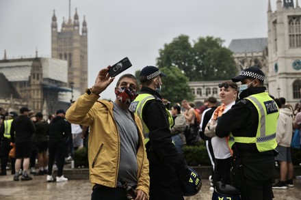 Protester Takes Selfie Police Officers Back Editorial Stock Photo ...