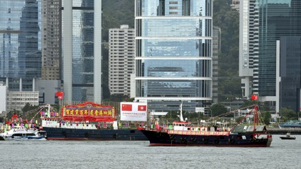 Fishing Boats Flying Chinas National Flags Editorial Stock Photo ...