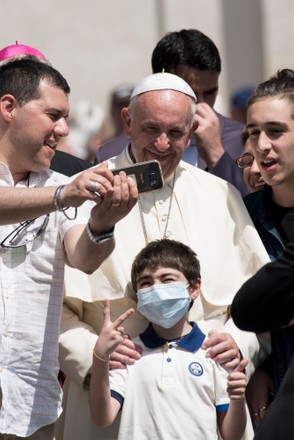 Pope Francis Poses Selfie Young Sick Editorial Stock Photo - Stock ...