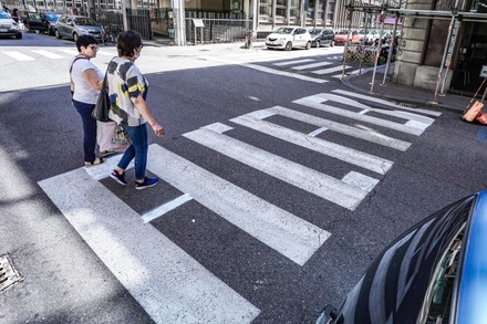 View Pedestrian Crossing Changed Form Writing Editorial Stock Photo ...