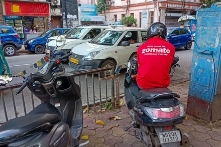 Zomato Food Delivery Partner Waits Receive Editorial Stock Photo ...