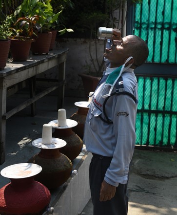 Security Guard Drinking Water Earthen Pot Editorial Stock Photo - Stock ...