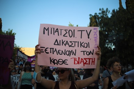 Women Rights Activists Protest Athens Against Editorial Stock Photo ...