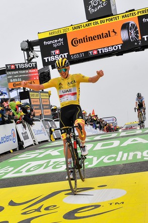 Tadej Pogacar Slo Passes Finish Line Editorial Stock Photo - Stock ...