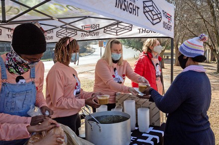 Volunteers Hand Out Free Food People Editorial Stock Photo - Stock ...