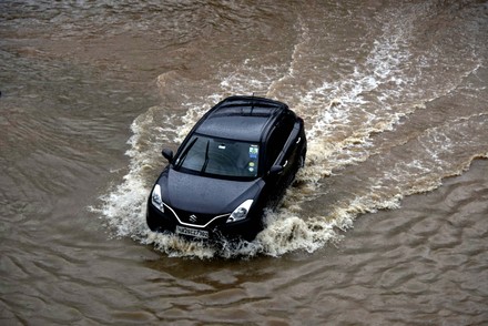 Car Wades Through Waterlogged Road Due Editorial Stock Photo - Stock ...