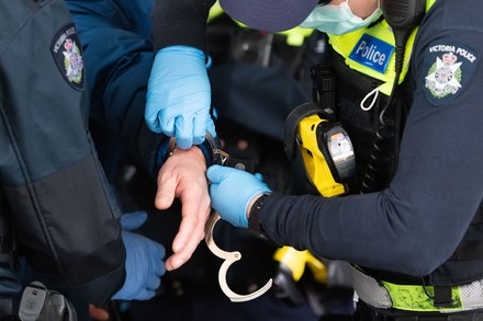 Police Officer Removes Handcuffs Off Demonstrator Editorial Stock Photo ...