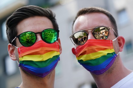 Participants Wear Face Masks Rainbow Colors Editorial Stock Photo ...