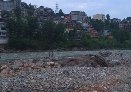 Beautiful View Mountains Houses Along Neelam Editorial Stock Photo ...