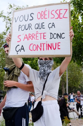 Demonstrator Protests Against Police During Demonstration Editorial ...