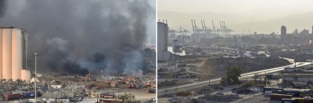 Combo Picture Showing Destroyed Port Area Editorial Stock Photo - Stock ...