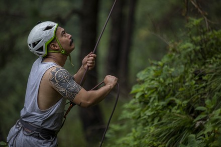 Nepalese Youth Belying Other Climber During Editorial Stock Photo ...