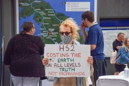 Demonstrator Holds Antihs2 Placard During Stop Editorial Stock Photo ...