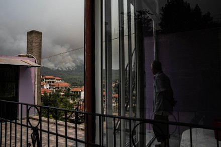 Man Watches Clouding Smog Wildfire His Editorial Stock Photo - Stock ...