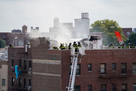Firefighters Battle Fire On Roof Residential Editorial Stock Photo ...