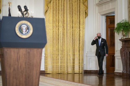 Reporters Listen President Joe Biden Delivers Editorial Stock Photo ...