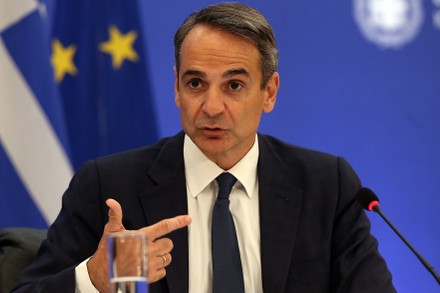 Greek Prime Minister Kyriakos Mitsotakis Addresses Editorial Stock ...