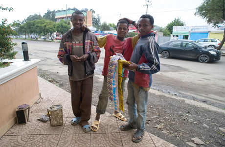 Three Young Shoe Shine Boys Addis Editorial Stock Photo - Stock Image ...