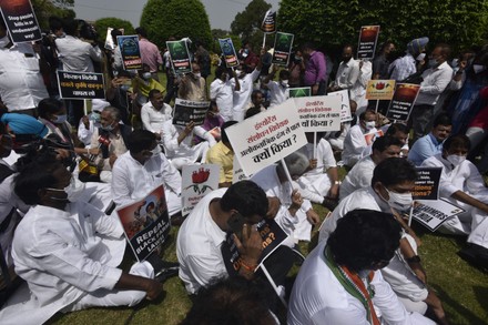 Opposition Parties Leaders Display Placards Banner Editorial Stock ...