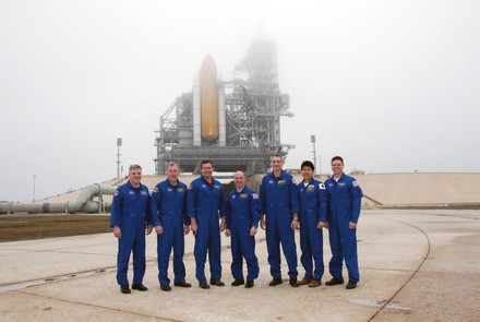 Crew Sts123 Stands Front Space Shuttle Editorial Stock Photo - Stock ...