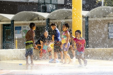 Children Play Water Park Heat Wave Editorial Stock Photo - Stock Image ...