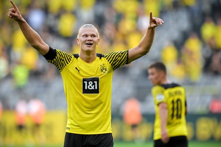 Dortmunds Erling Haaland Celebrates After Scoring Editorial Stock Photo ...