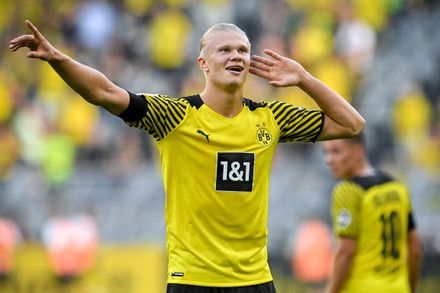 Dortmunds Erling Haaland Celebrates After Scoring Editorial Stock Photo ...