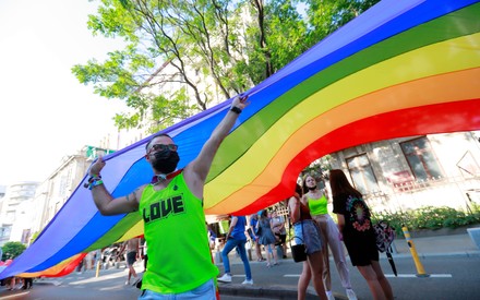 Romania Gay Pride Parade in Bucharest - 14 Aug 2021 Stock Pictures ...