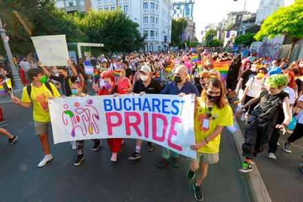 Romania Gay Pride Parade in Bucharest - 14 Aug 2021 Stock Pictures ...