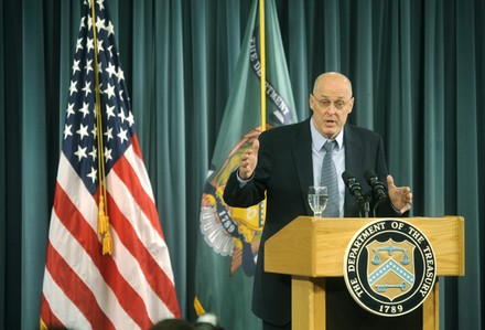 Treasury Secretary Henry Paulson Leaves Press Editorial Stock Photo ...