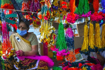Woman Making Selling Rakhi Sacred Thread Editorial Stock Photo - Stock ...