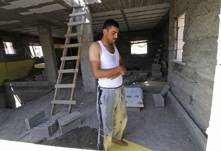 Palestinian Construction Worker Prays House Under Editorial Stock Photo ...