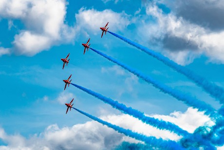 Red Arrows Flying Above Raf Waddington Editorial Stock Photo - Stock ...