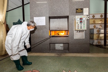 Undertaker Seen Checking Crematory During Cremation Editorial Stock ...