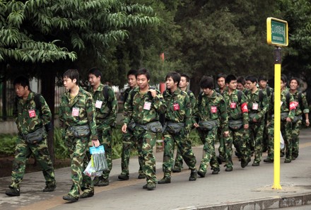 Young Chinese Cadets Walk Security Checkpoint Editorial Stock Photo ...