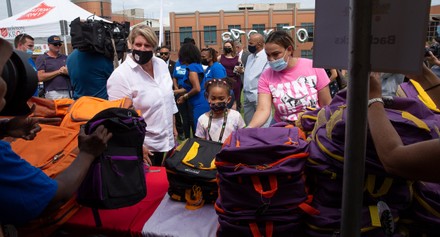 Backpack distribution for school children at Salvation Army Boston, USA ...