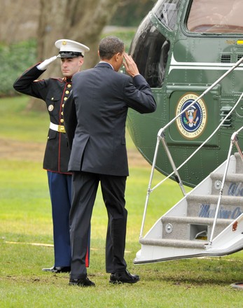 United States President Barack Obama Salutes Editorial Stock Photo ...