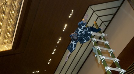 Traditional Japanese Firefighters Display Their Balancing Editorial ...