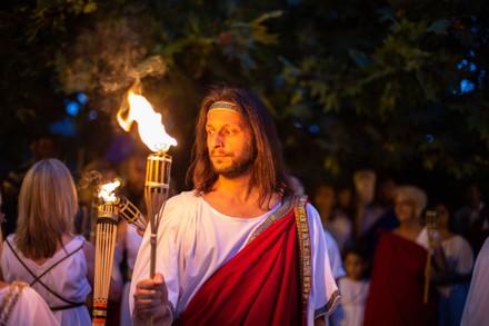 24rd Prometheia Festival Litochoro Greece Torchlight Editorial Stock ...
