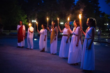 24rd Prometheia Festival Litochoro Greece Torchlight Editorial Stock ...