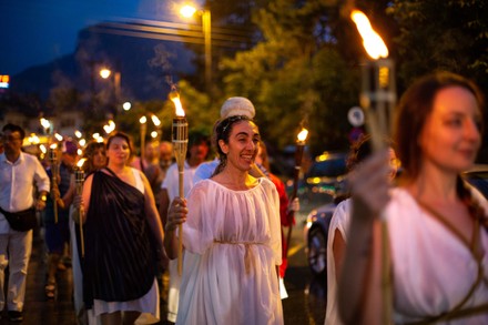24rd Prometheia Festival Litochoro Greece Torchlight Editorial Stock ...