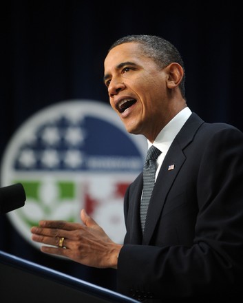 Us President Barack Obama Speaks About Editorial Stock Photo - Stock ...