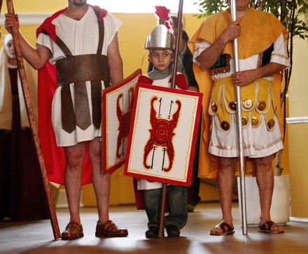 Young Boy Plays Part Roman Soldier Editorial Stock Photo - Stock Image ...
