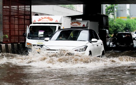 Car Moves Through Waterlogged Road After Editorial Stock Photo - Stock ...