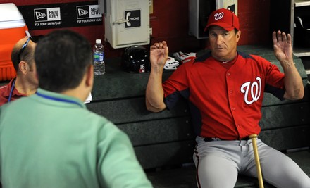 Washington Nationals Manager Jim Riggleman Talks Editorial Stock Photo ...