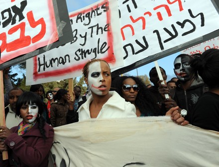 Jewish Ethiopian Israelis Their Faces Painted Editorial Stock Photo ...