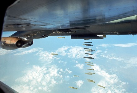 American B52 Dropping Payload Bombs Onto Editorial Stock Photo - Stock ...