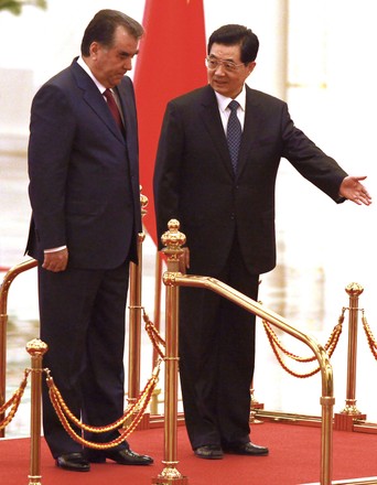 Tajikistans President Emomali Rahmonov L Invited Editorial Stock Photo ...